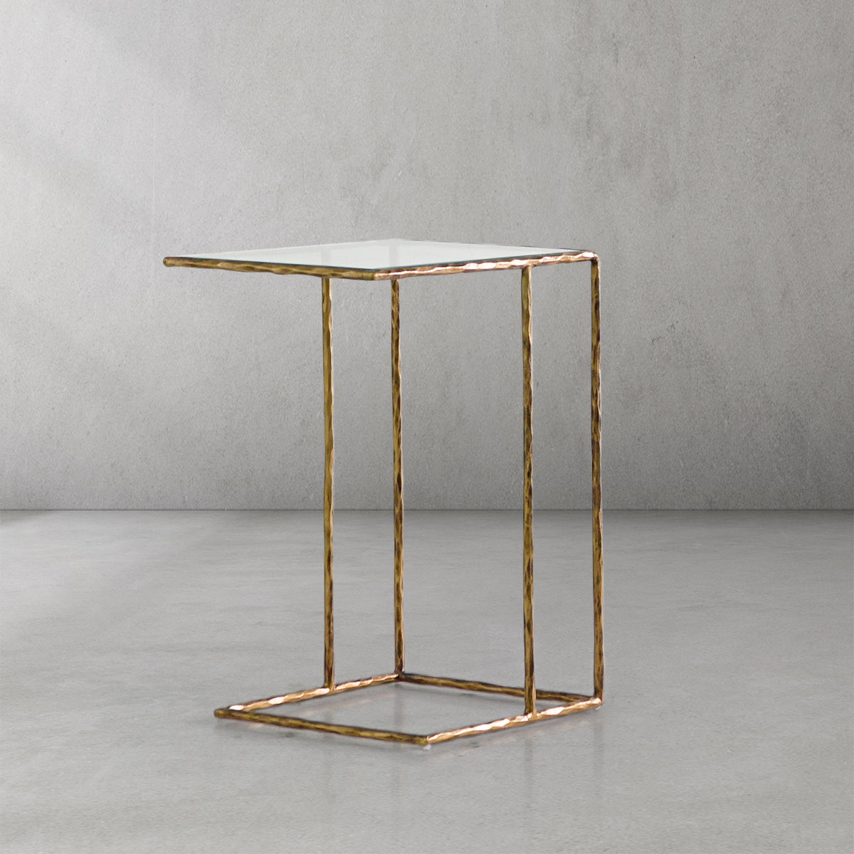 Thaddeus Tempered Glass C-Shaped Side Table – Alleylighting