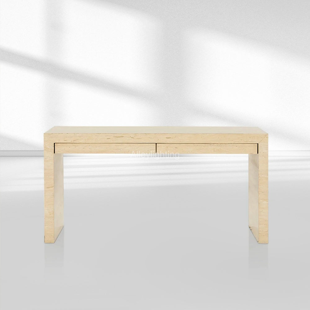 Alwyn Travertine Desk, Natural Stone Statement Piece, Contemporary ...