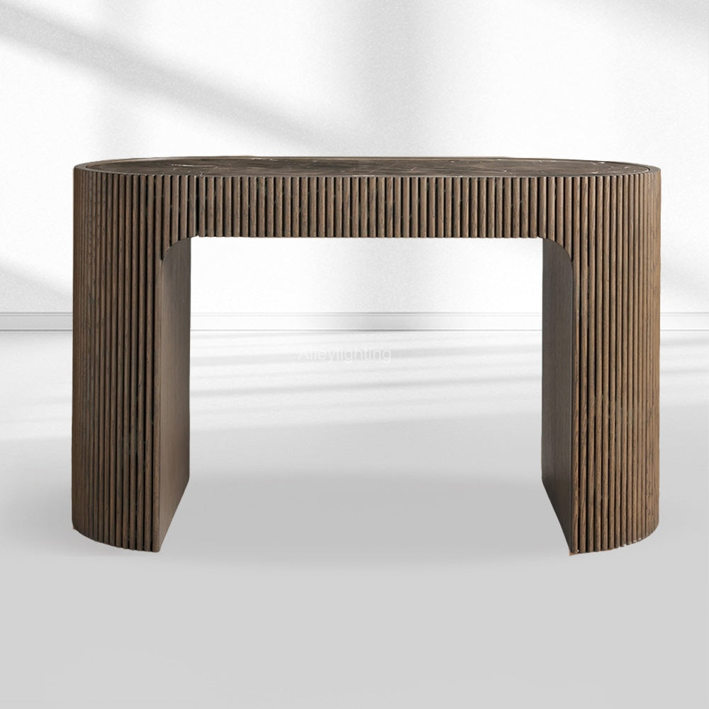 Astor Writing Desk with Stone Top & Reeded Detailing for Living Room ...