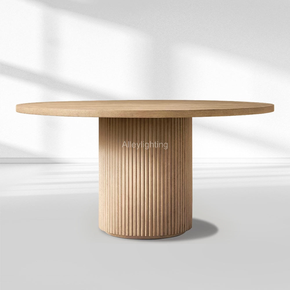 Barron Round Dining Table,Reeded American Oak Design – Alleylighting